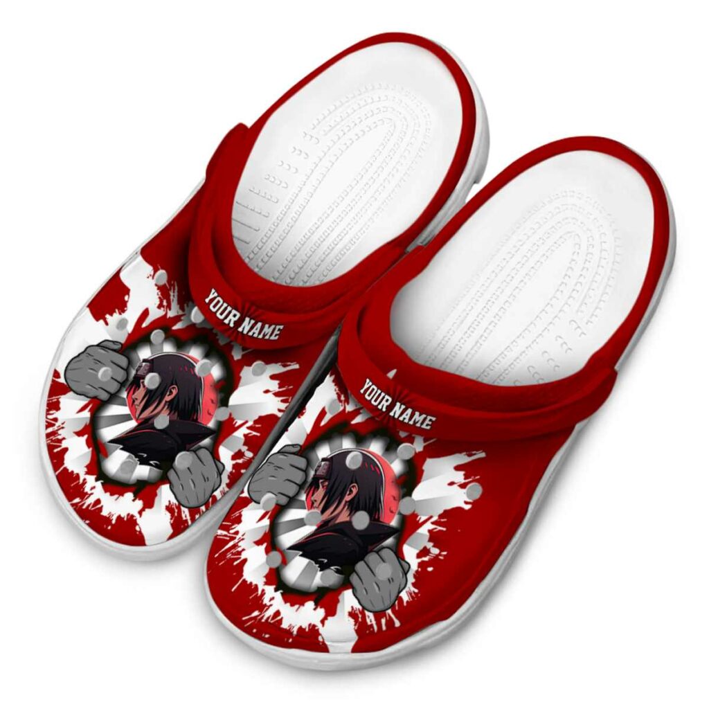 Custom Itachi Gripping Hand Crocs - Unique Anime Apparel for Fans