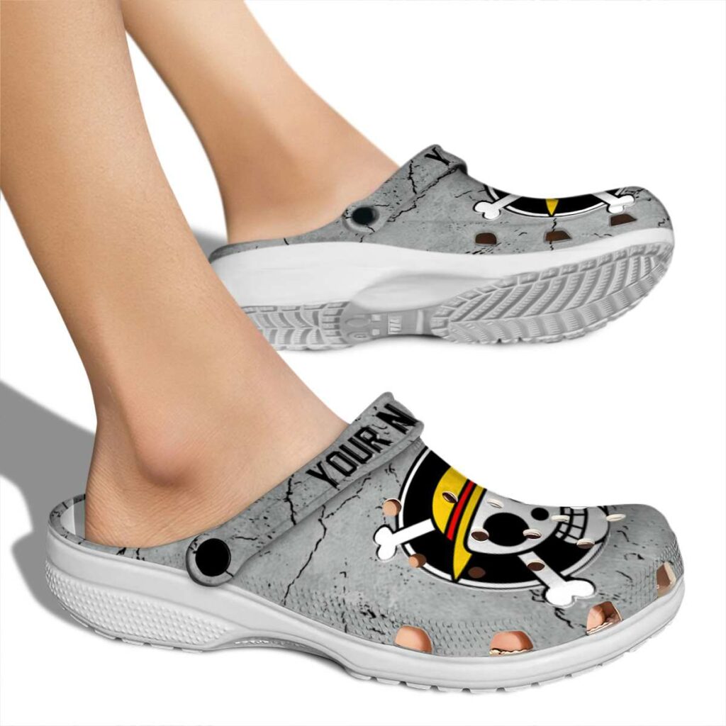 Custom One Piece Cracked Texture Crocs - Unique Anime Apparel for Fans