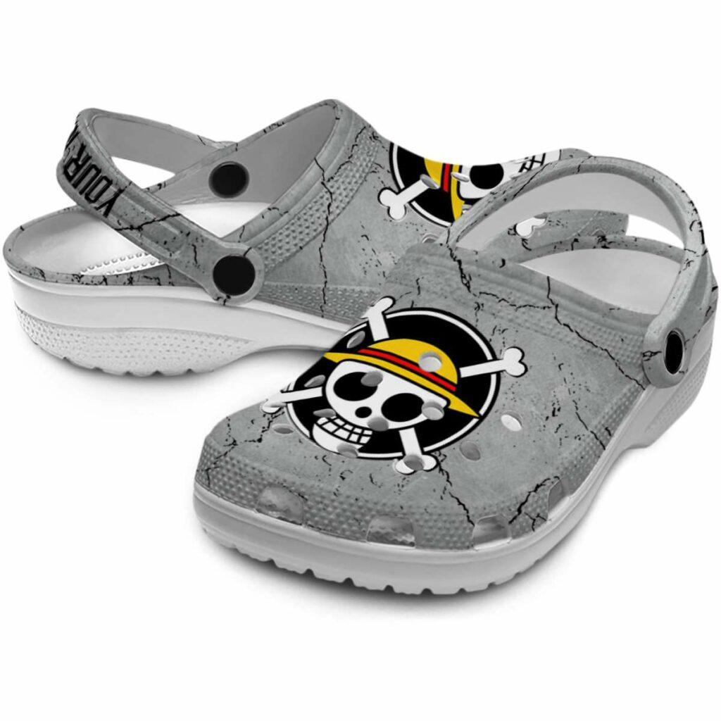 Custom One Piece Cracked Texture Crocs - Unique Anime Apparel for Fans