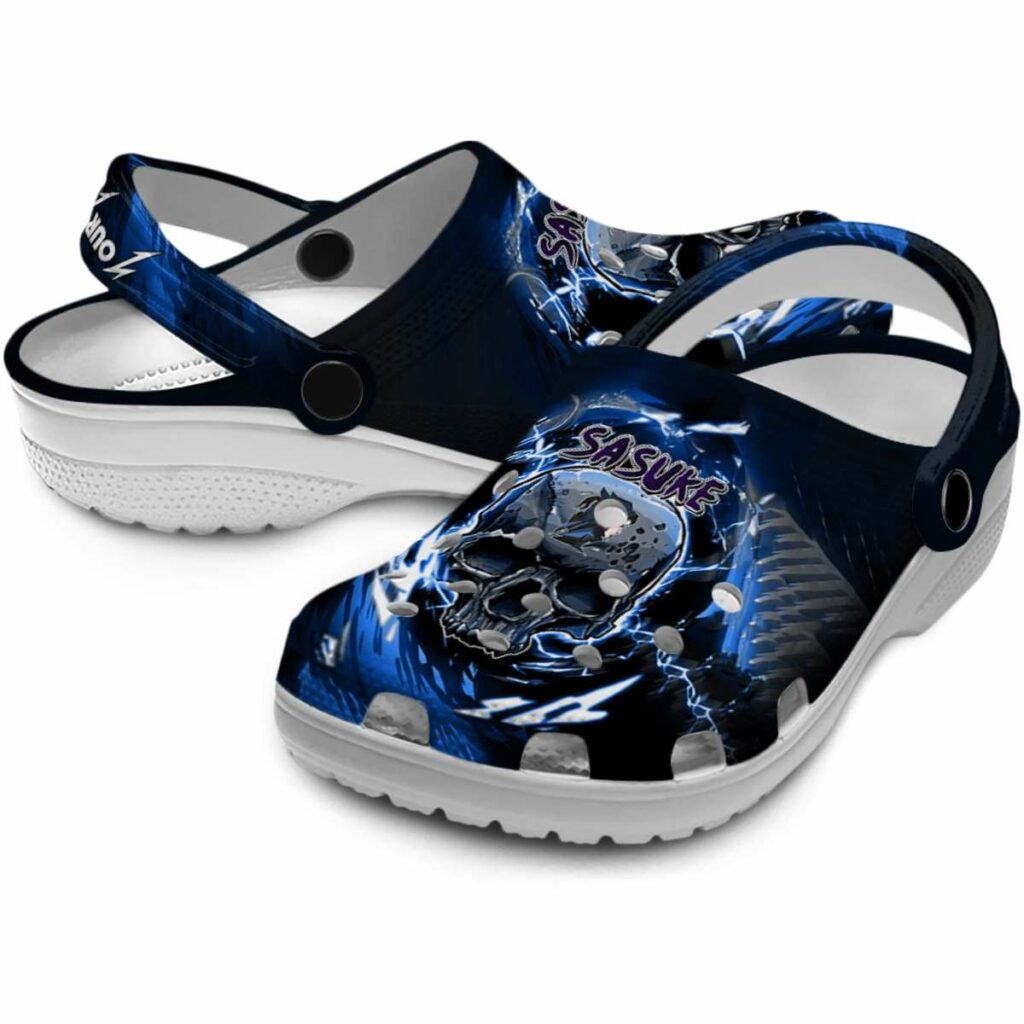 Custom Sasuke Gothic Skull Crocs - Unique Anime Apparel for Fans