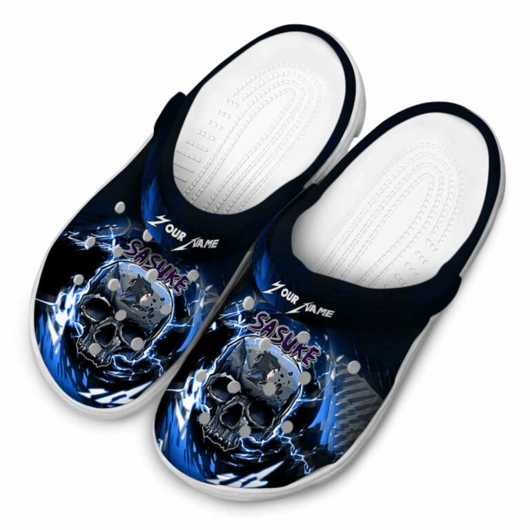 Custom Sasuke Gothic Skull Crocs - Unique Anime Apparel for Fans