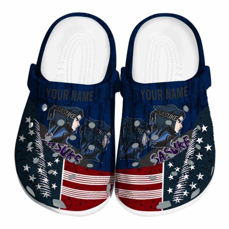 Custom Sasuke Star-Spangled Side Pattern Crocs - Unique Anime Apparel ...
