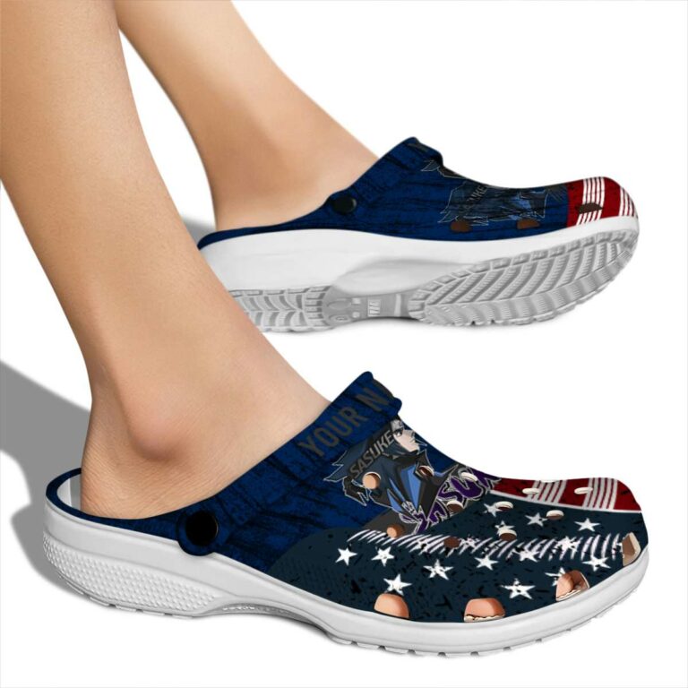 Custom Sasuke Star-Spangled Side Pattern Crocs - Unique Anime Apparel ...