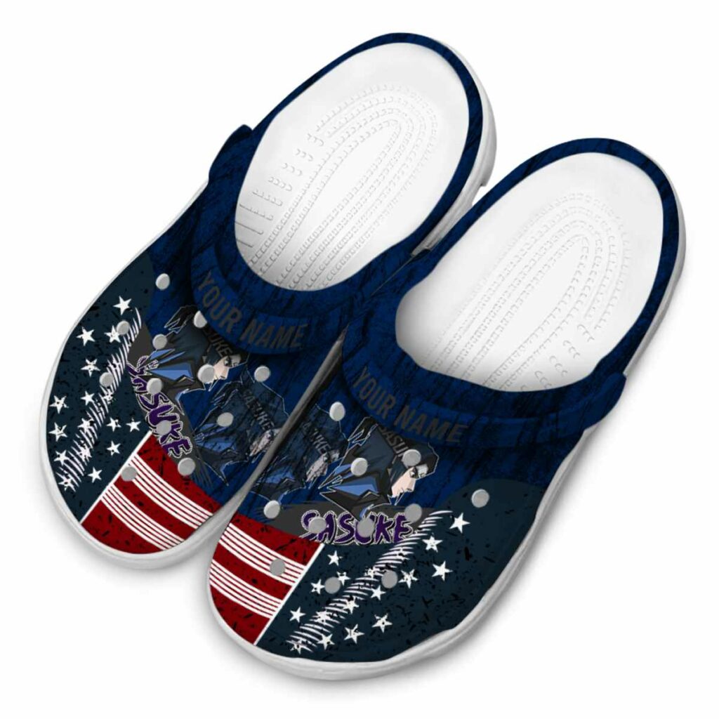 Custom Sasuke Star-Spangled Side Pattern Crocs - Unique Anime Apparel ...