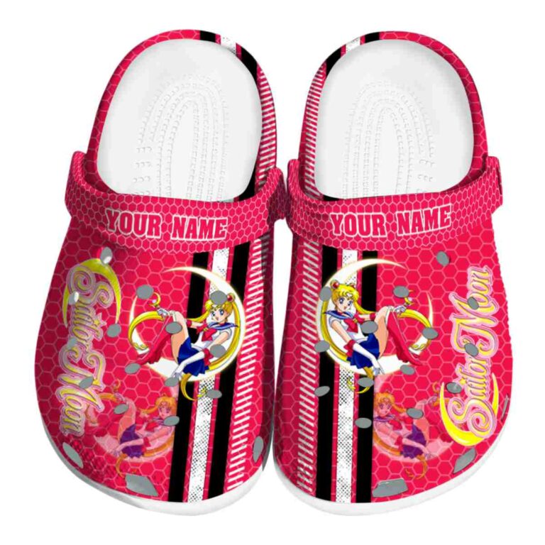 Customized Sailor Moon Contrasting Stripes Crocs - Unique Anime Apparel ...