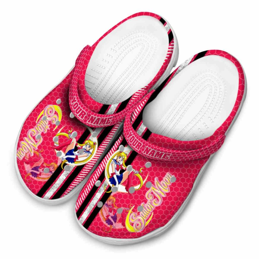 Customized Sailor Moon Contrasting Stripes Crocs - Unique Anime Apparel ...