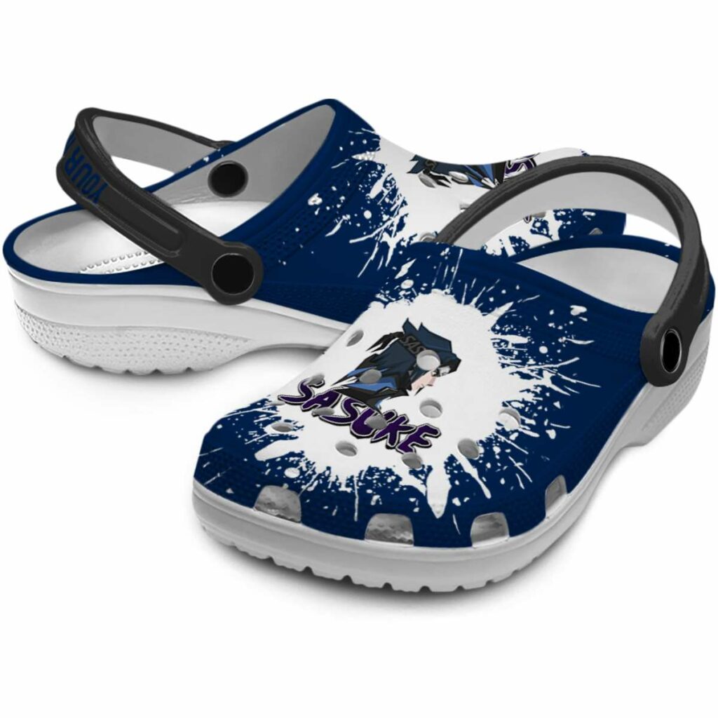 Customized Sasuke Splash Art Crocs - Unique Anime Apparel for Fans