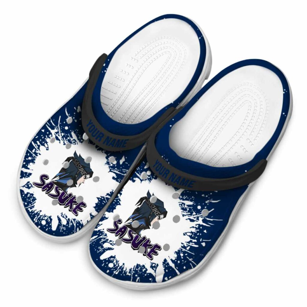 Customized Sasuke Splash Art Crocs - Unique Anime Apparel for Fans