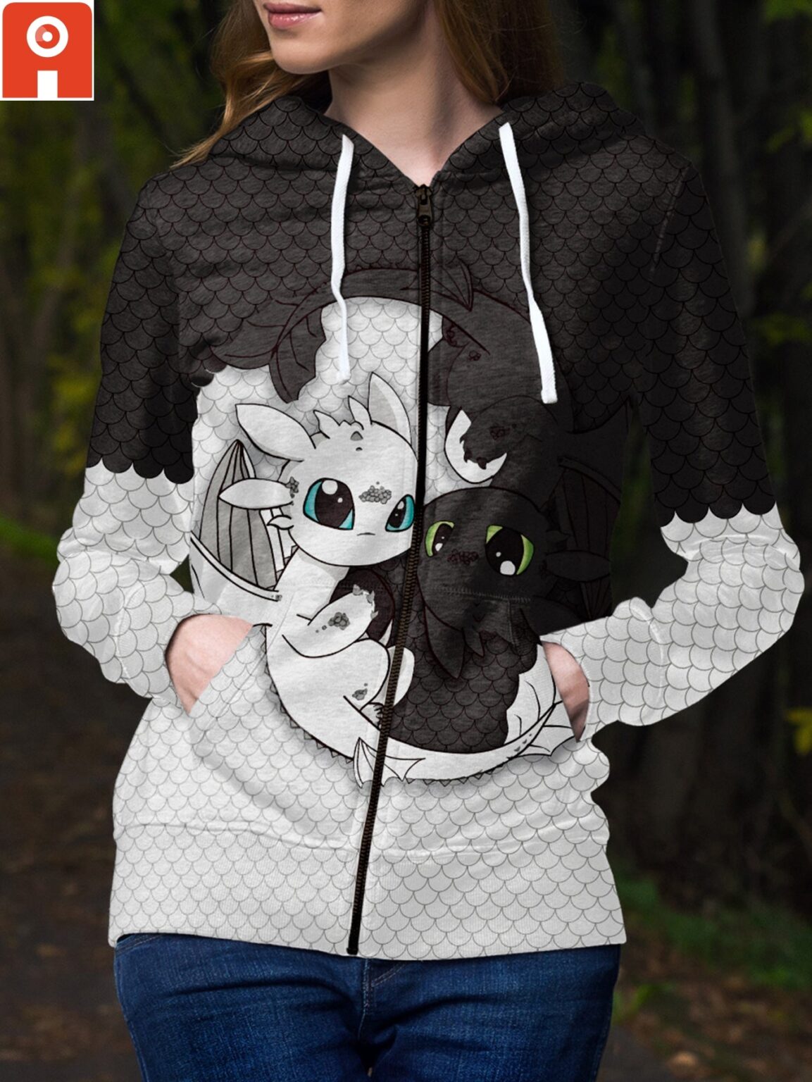 Dragon Yin-Yang Zip Hoodie - Unique Anime Apparel for Fans