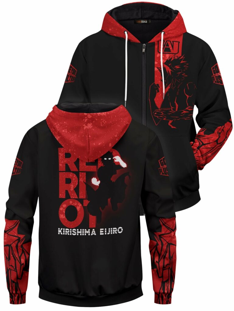 Eijiro Kirishima Zip Hoodie - Unique Anime Apparel for Fans