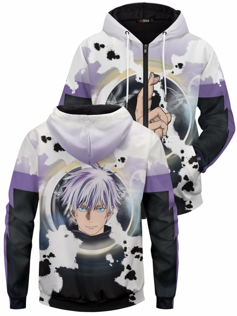 Gojo Cursed Eyes Zip Hoodie - Unique Anime Apparel for Fans