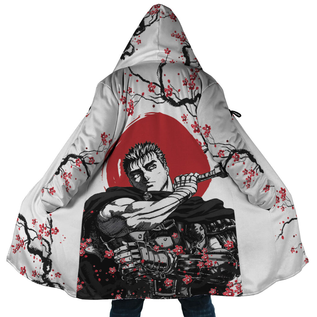 Guts Cherry Blossom Berserk Hooded Cloak Coat - Unique Anime Apparel ...