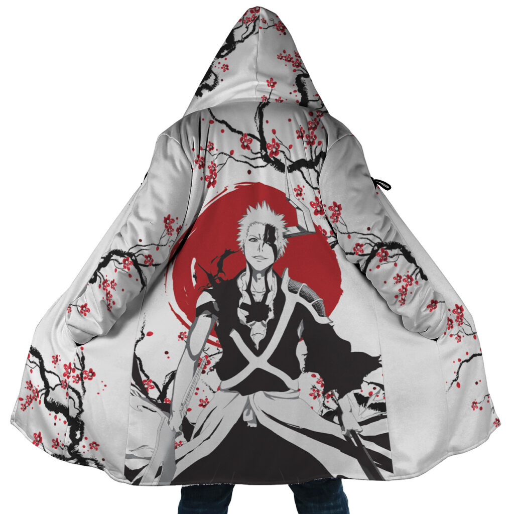 Ichigo Kurosaki Cherry Blossom Bleach Hooded Cloak Coat - Unique Anime ...