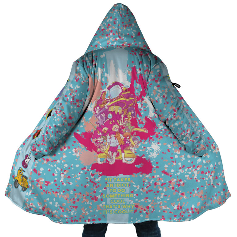 Neon FLCL Hooded Cloak Coat - Unique Anime Apparel for Fans