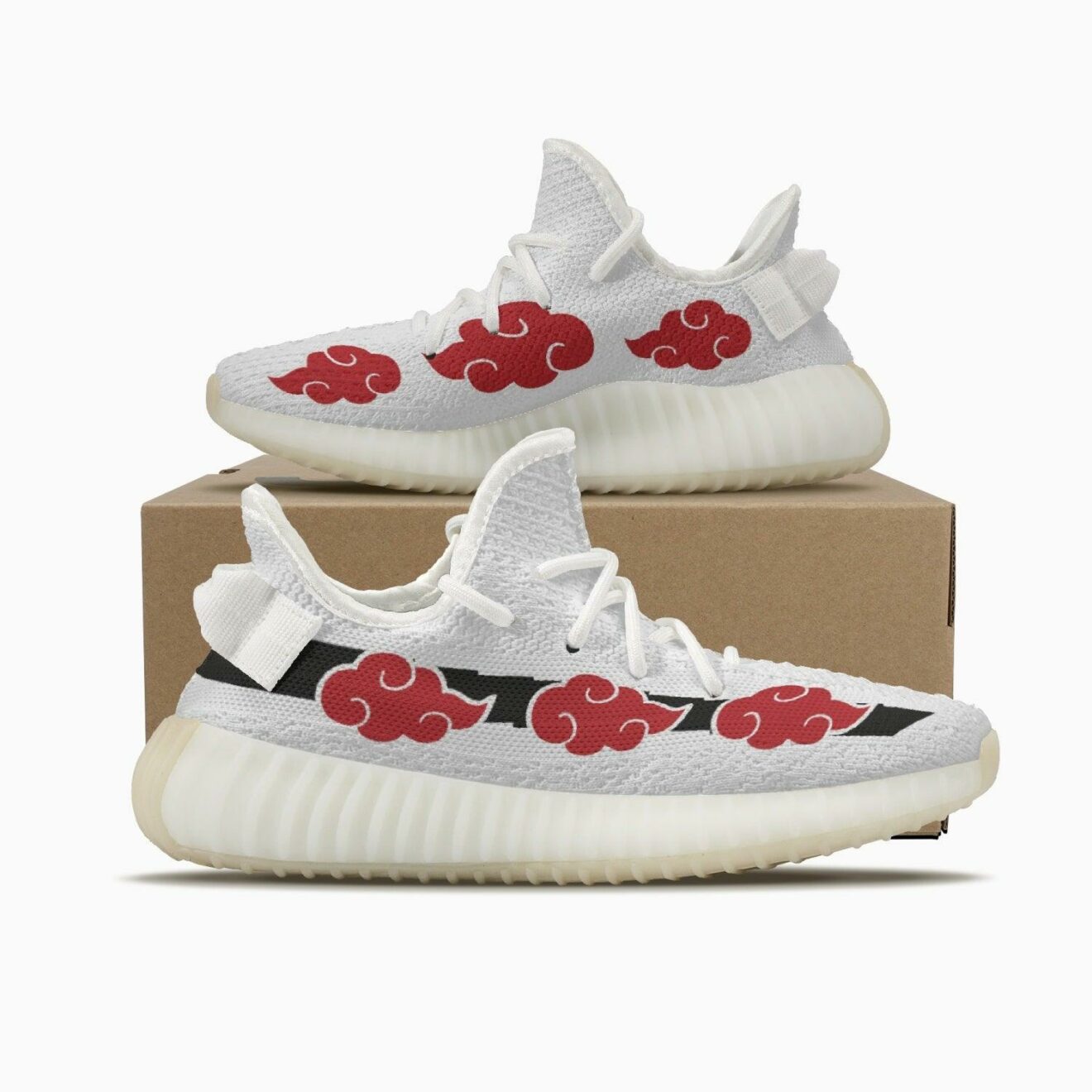 Ninja Red Cloud White YZ Shoes - Unique Anime Apparel for Fans