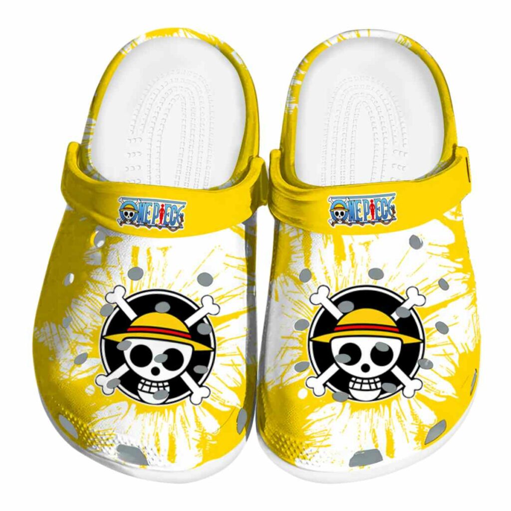 One Piece Splatter Graphics Crocs - Unique Anime Apparel for Fans