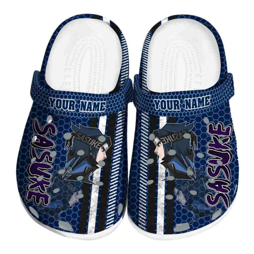 Personalized Sasuke Contrasting Stripes Crocs - Unique Anime Apparel ...