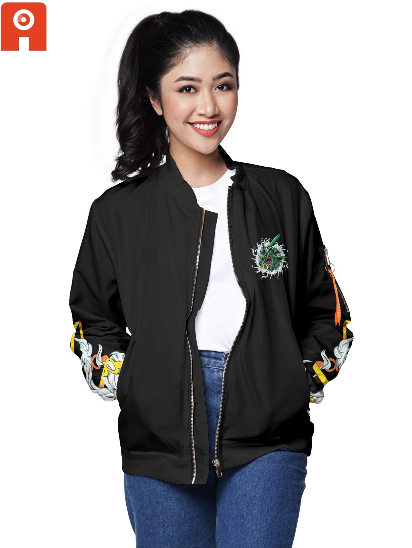 Poke Mega Dragon Bomber Jacket - Unique Anime Apparel for Fans