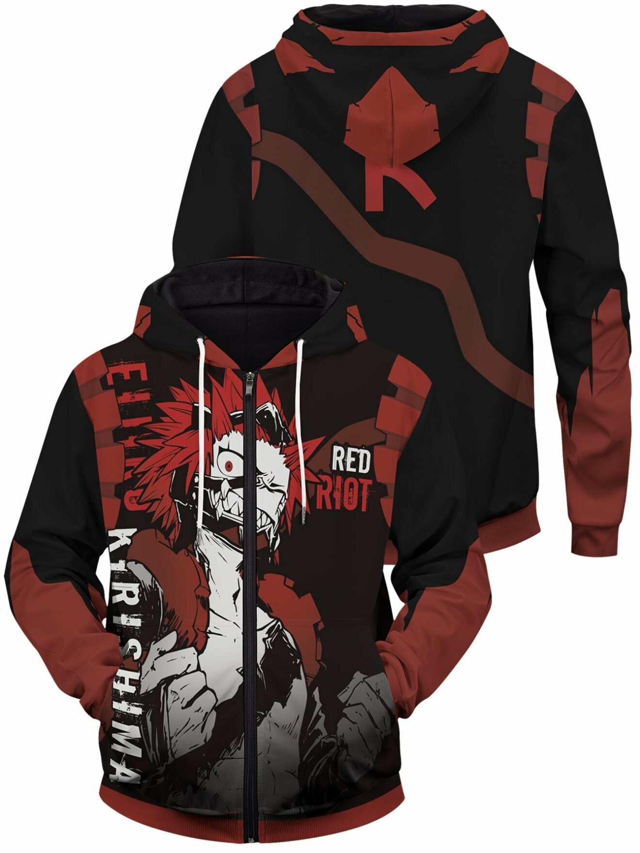 Red Riot Kirishima Zip Hoodie - Unique Anime Apparel for Fans