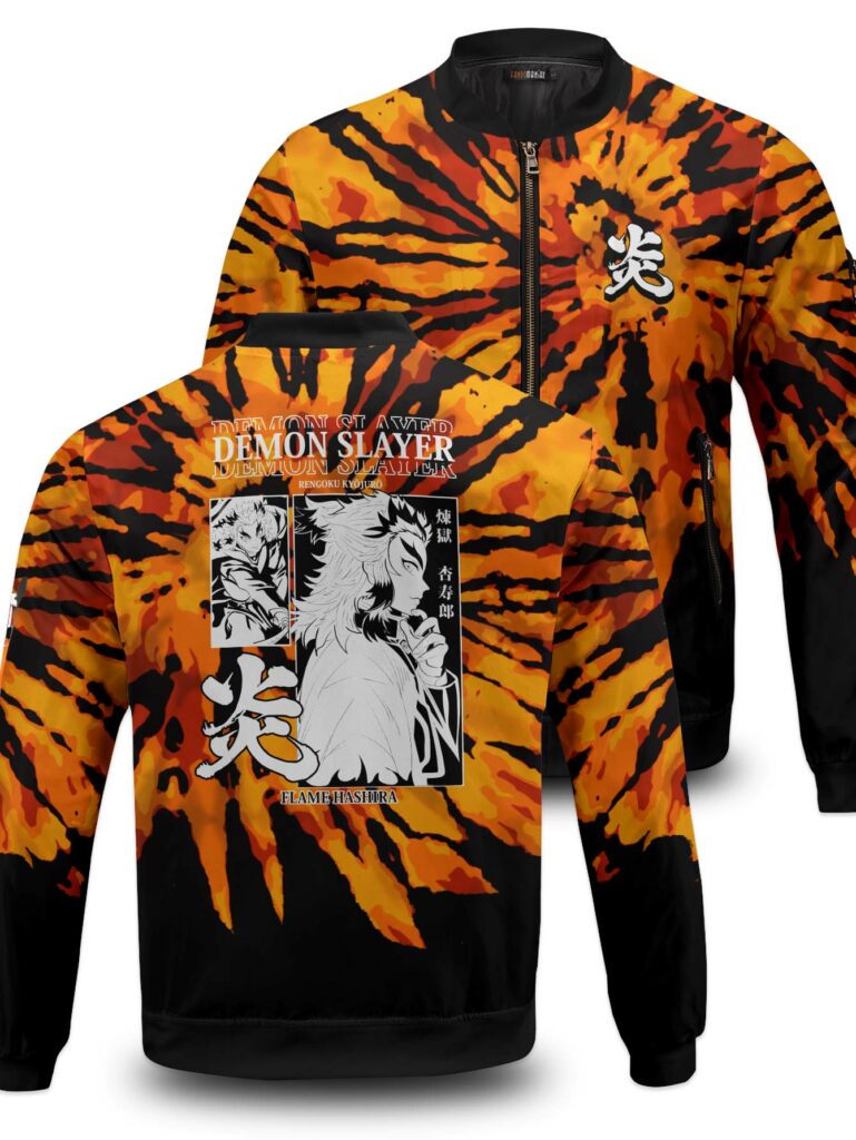 Rengoku Tie Dye Bomber Jacket - Unique Anime Apparel for Fans