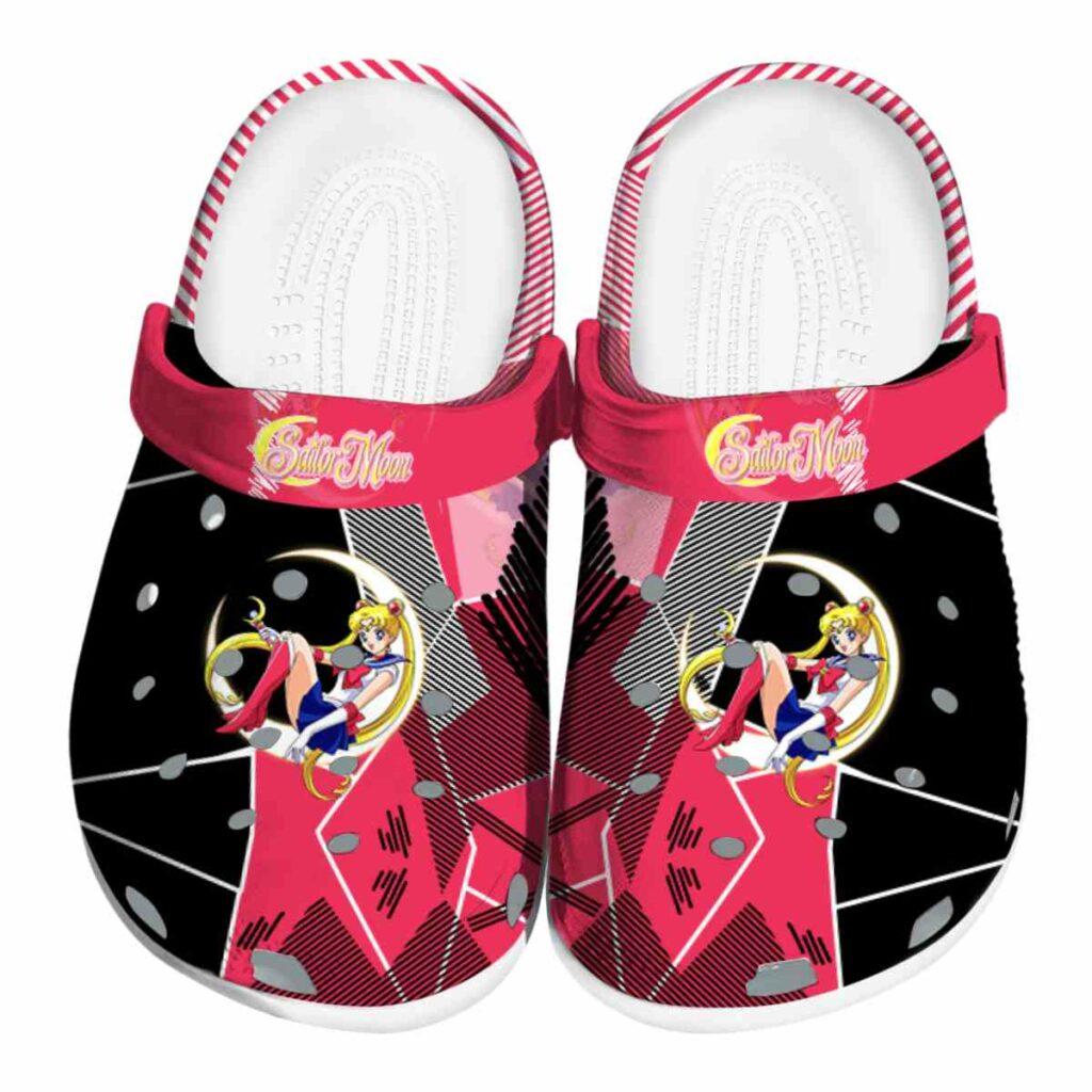 Sailor Moon Geometric Background Crocs - Unique Anime Apparel for Fans