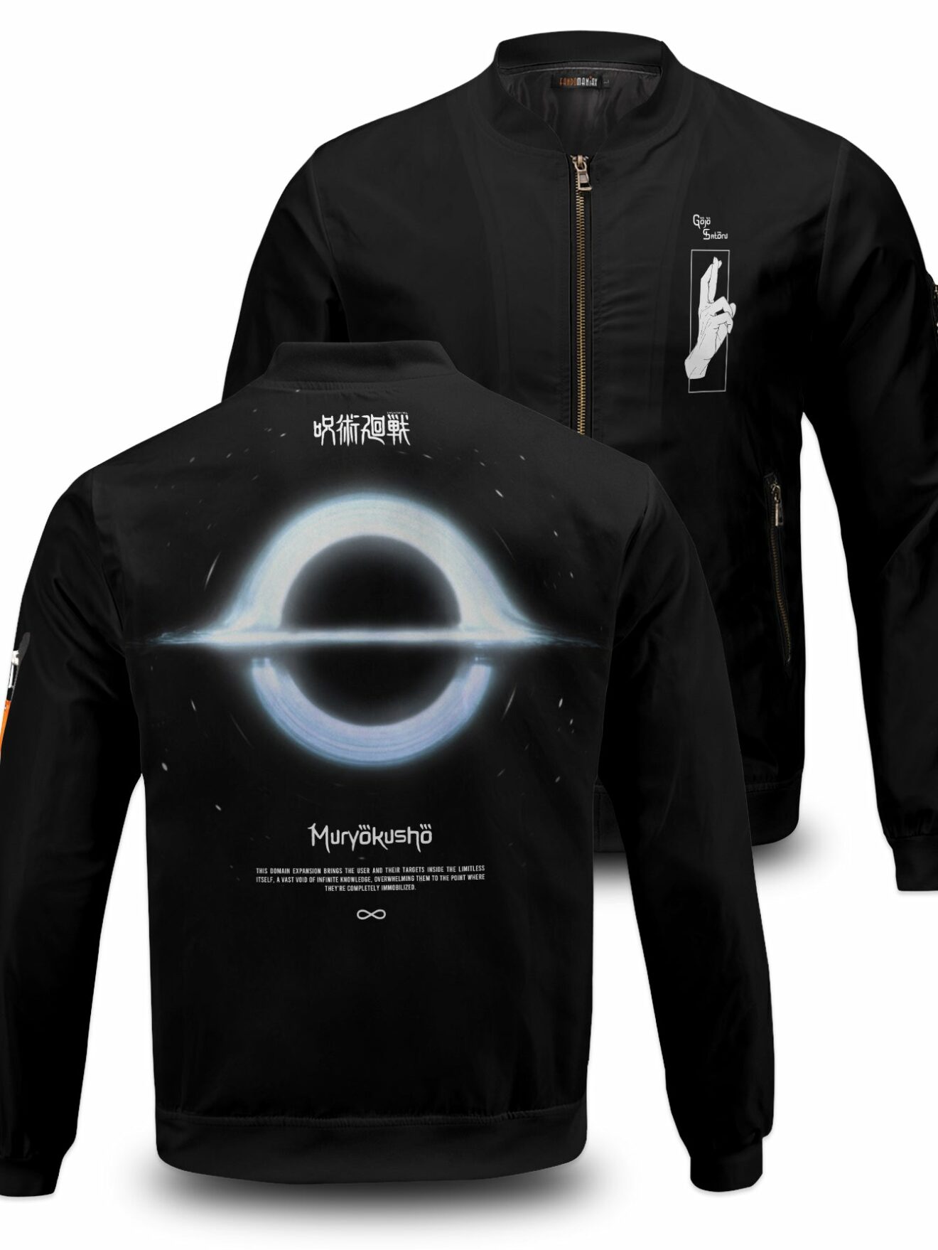 Satoru Gojo B&W Bomber Jacket - Unique Anime Apparel for Fans