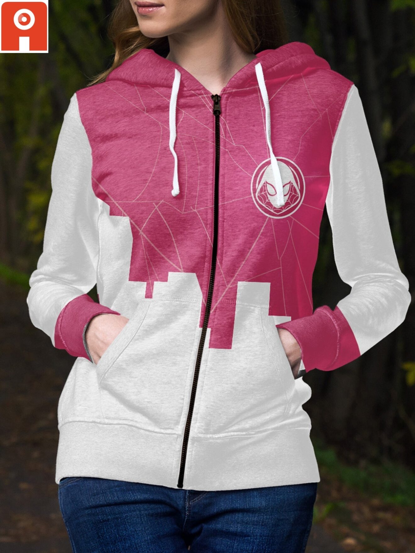 Spiderverse Gwen Zip Hoodie - Unique Anime Apparel for Fans