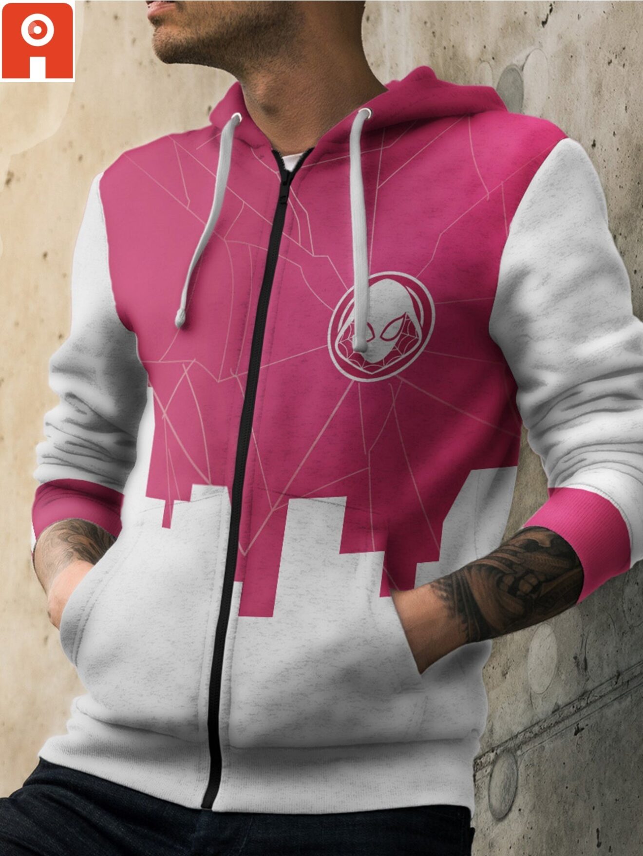 Spiderverse Gwen Zip Hoodie - Unique Anime Apparel for Fans
