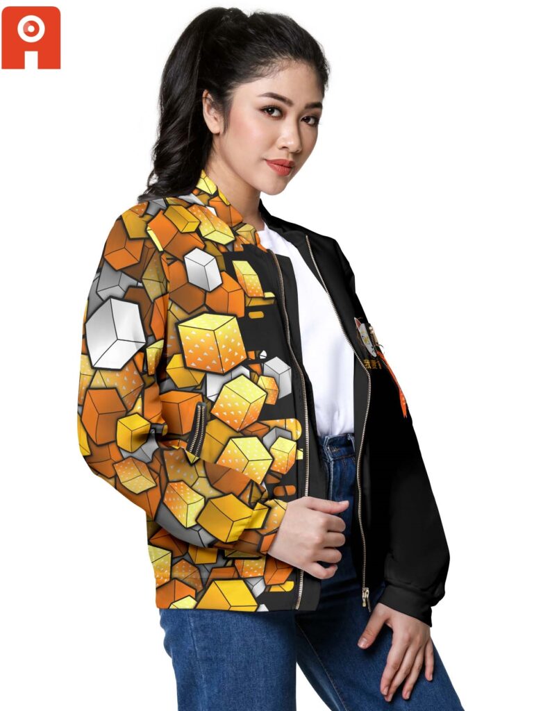 Zenitsu Cube Bomber Jacket - Unique Anime Apparel for Fans