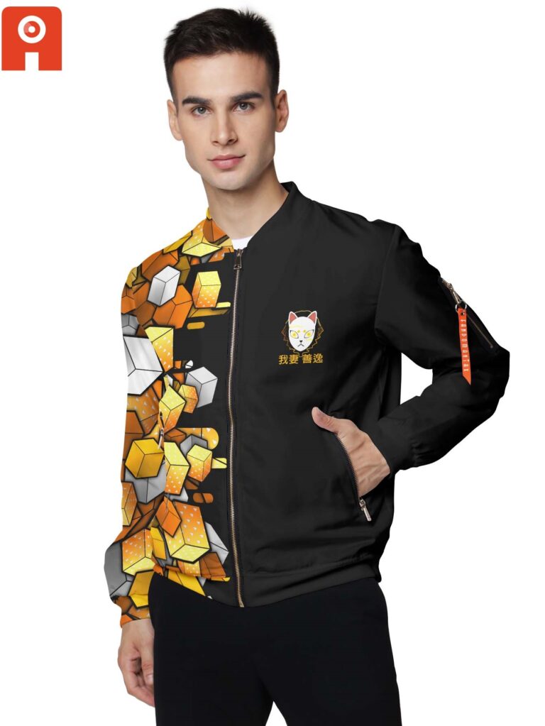 Zenitsu Cube Bomber Jacket - Unique Anime Apparel for Fans