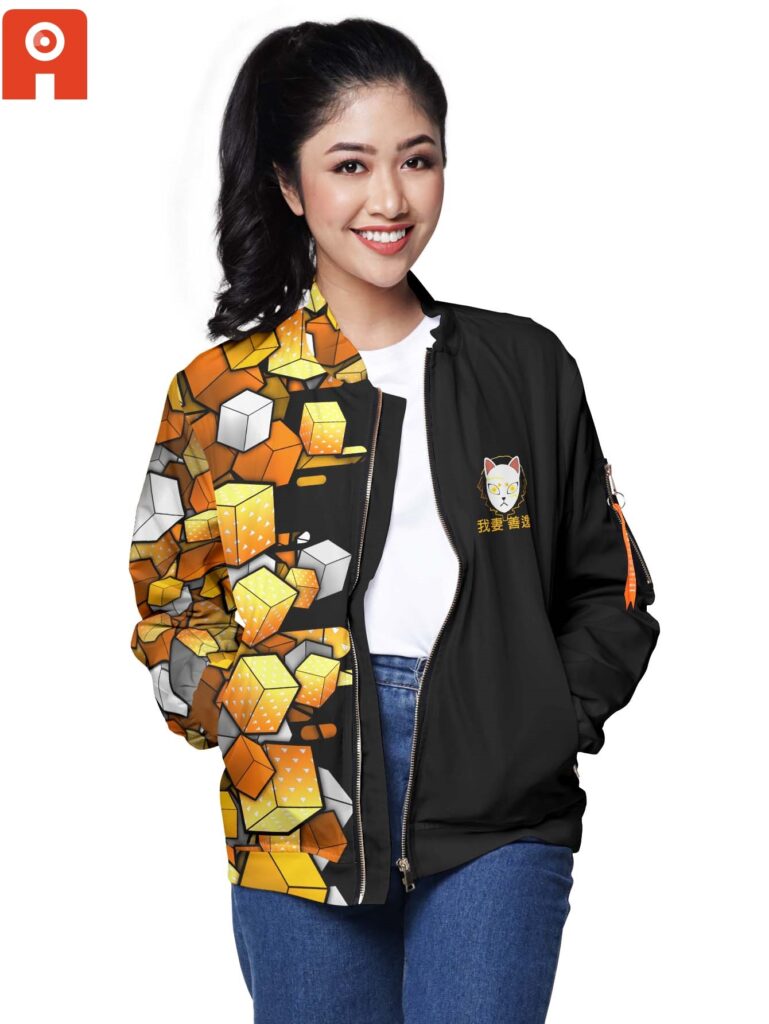 Zenitsu Cube Bomber Jacket - Unique Anime Apparel for Fans