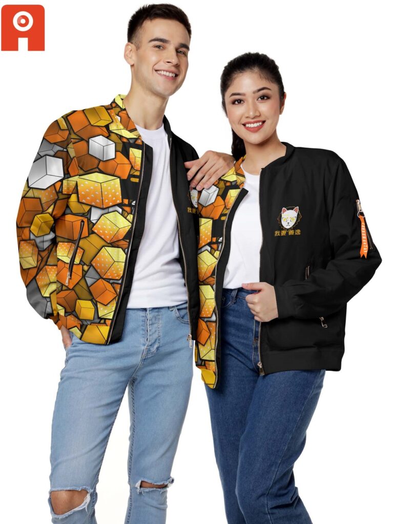 Zenitsu Cube Bomber Jacket - Unique Anime Apparel for Fans