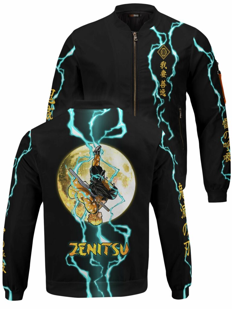 Zenitsu Moonfall Bomber Jacket - Unique Anime Apparel for Fans