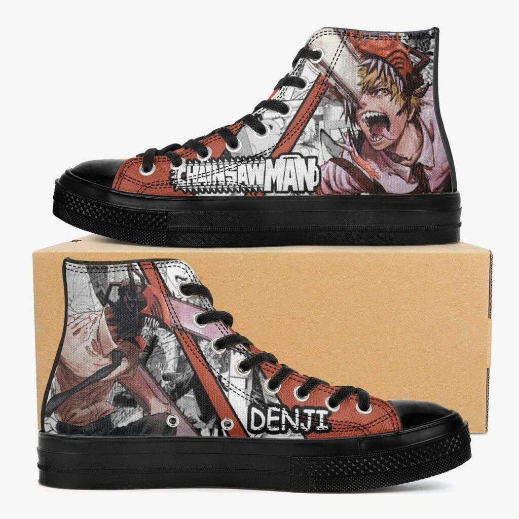 Chainsaw Man Denji A-Star High Anime Shoes V2 - Unique Anime Apparel ...