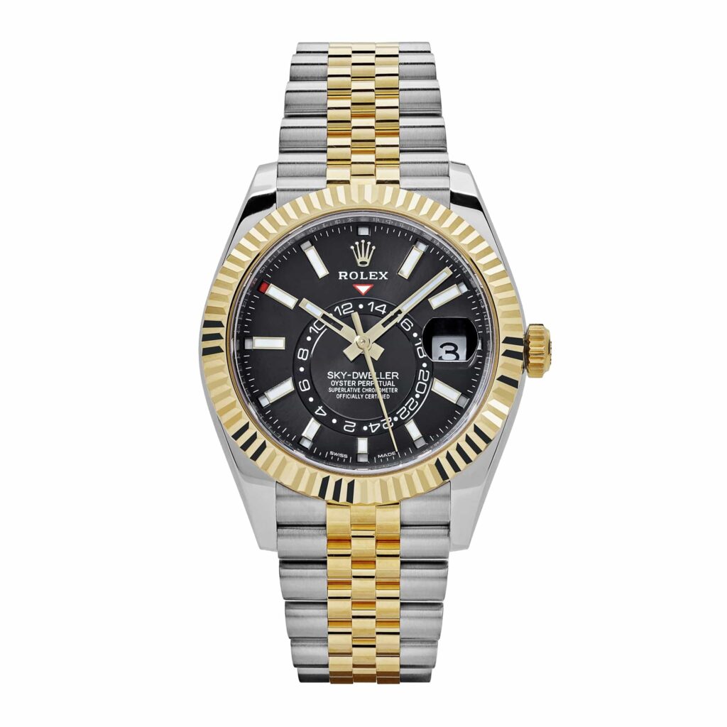 Rolex Sky-Dweller 336933 Stainless Steel Yellow Gold Jubilee Black Dial ...