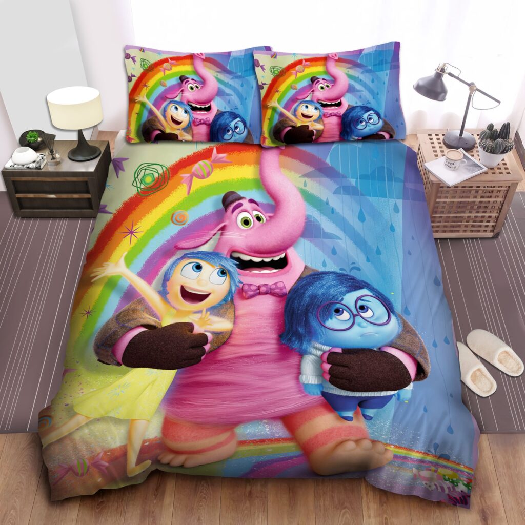 Inside Out Joy Sadness And Bing Bong Playing Together Bed Sheets Spread ...