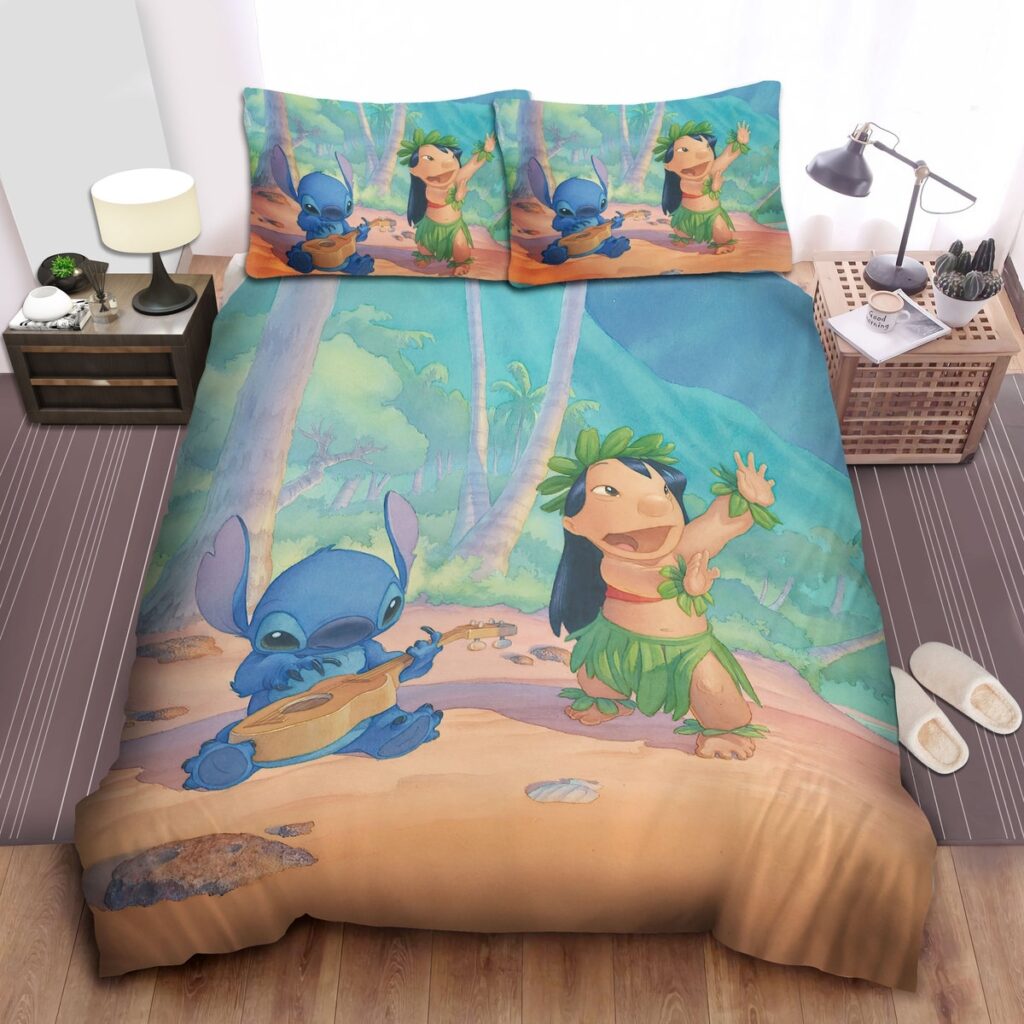 Lilo And Stitch, Lilo Dancing And Stitch Playing Ukulele Bed Sheets ...