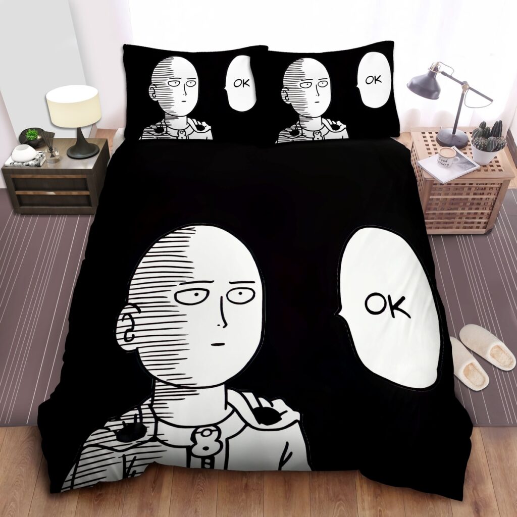 One-Punch Man Saitama Hilarious Ok Meme Bed Sheet Spread Duvet Cover ...