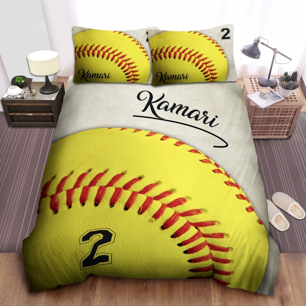 Softball Ball Custom Duvet Cover Bedding Set With Your Name - Unique ...