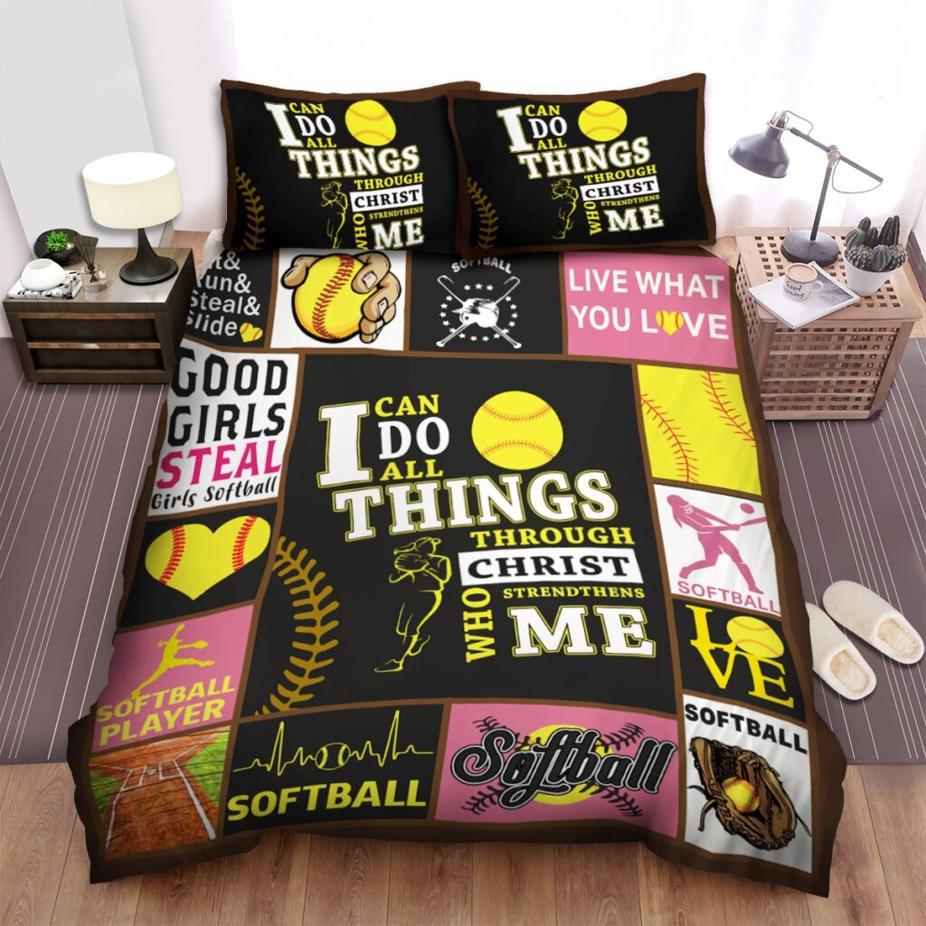 Softball I Can Do All Things Through Christ Who Strengthens Me Bed ...