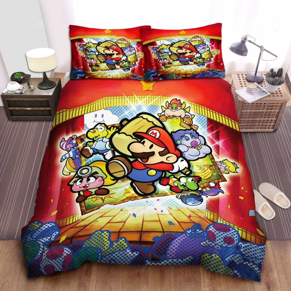 Super Mario Paper Board Game Illustration Bed Sheets Spread Duvet Cover ...