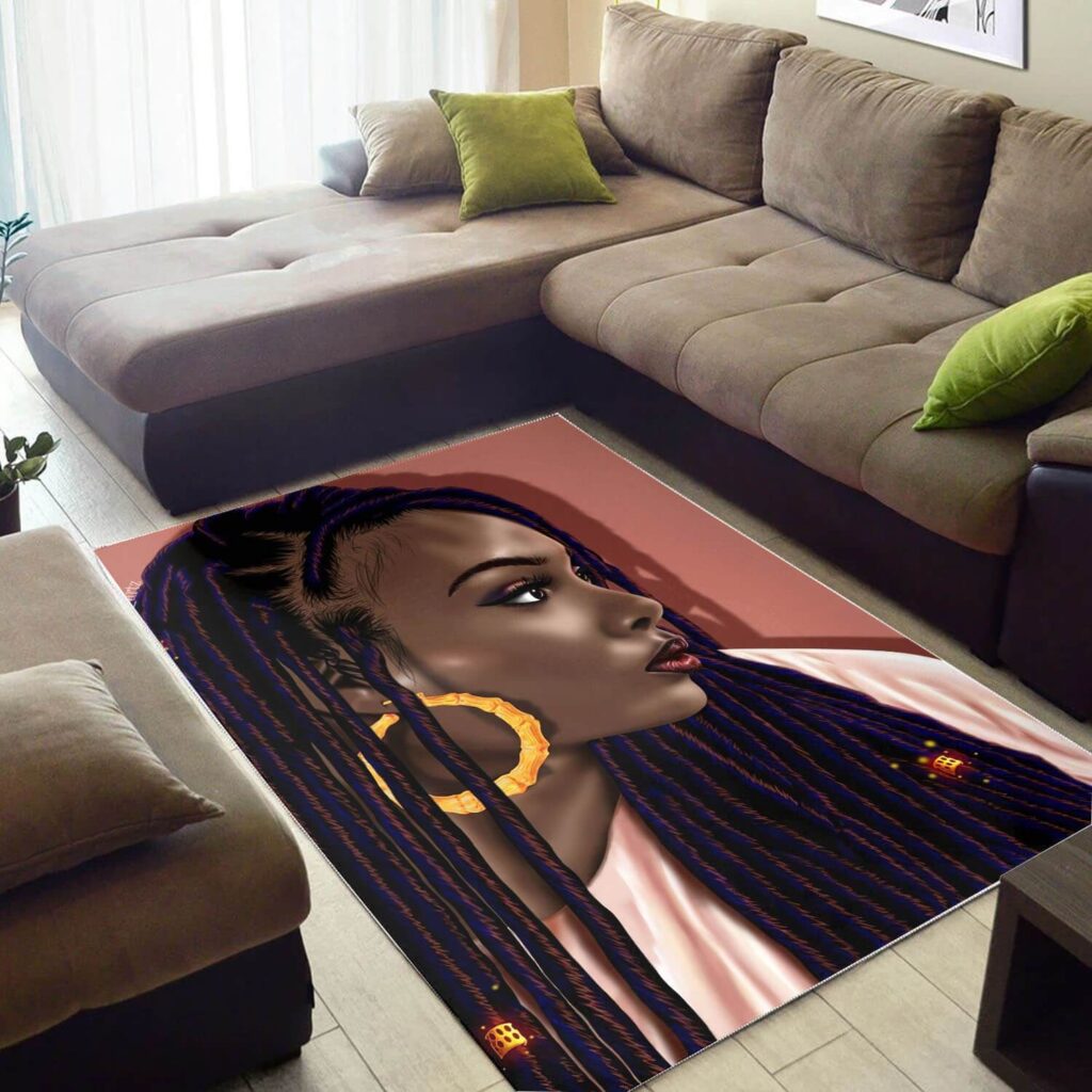 Afrocentric Beautiful Afro American Woman African Carpet Themed Rooms ...