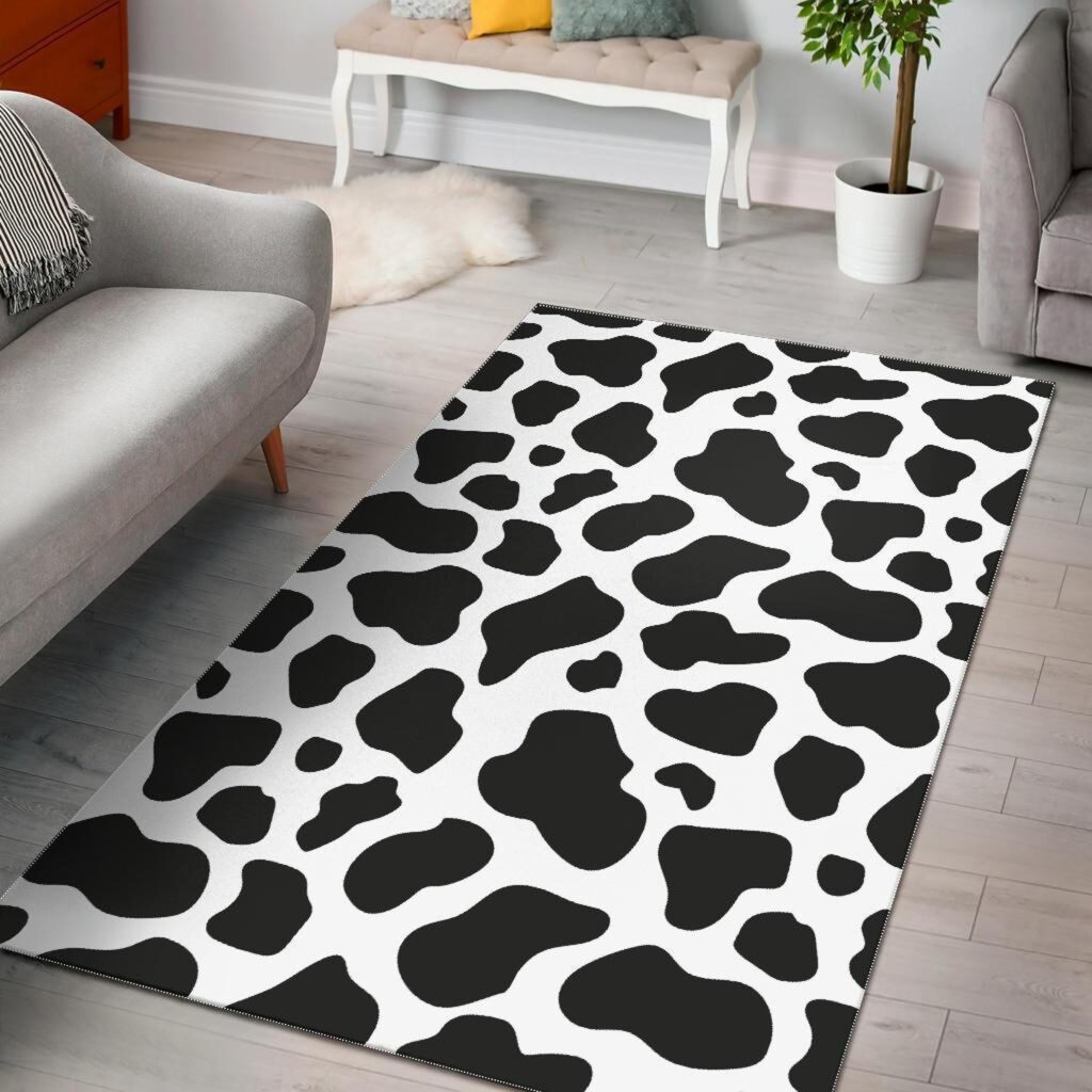 Black Cow Pattern Print Area Limited Edition Rug - Unique Anime Apparel ...