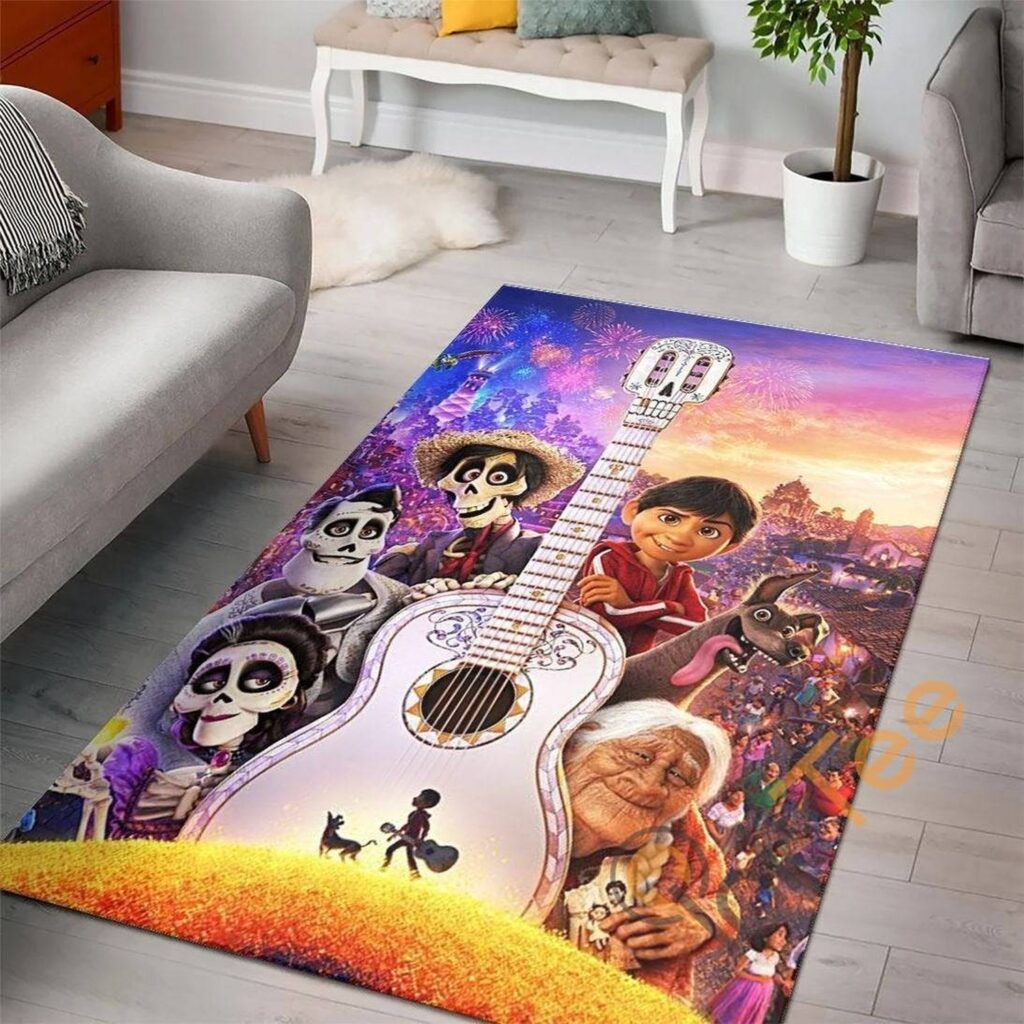 Coco Day Of The Dead Disney Coloring World Movies Lover Living Room Rug ...
