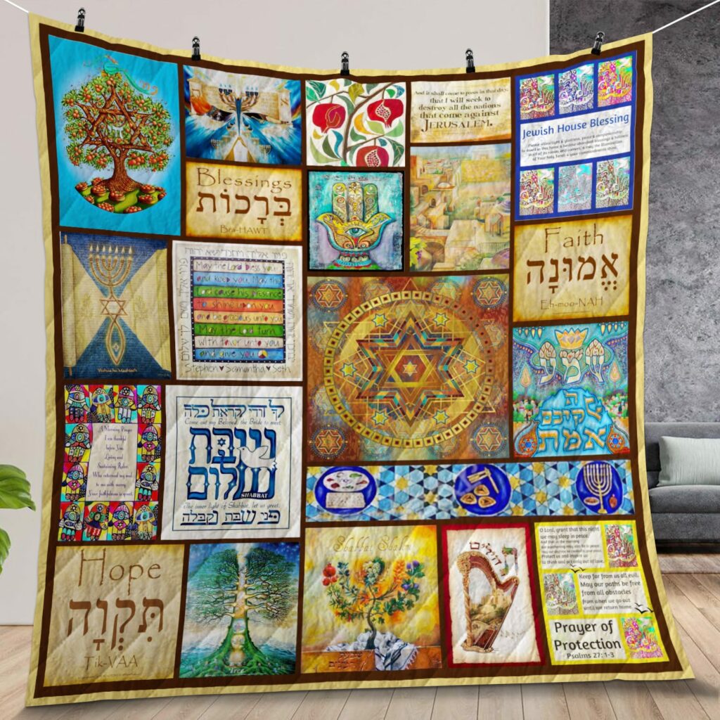 Jewish Blessings Quilt Gift Ideas For Fans - Unique Anime Apparel for Fans