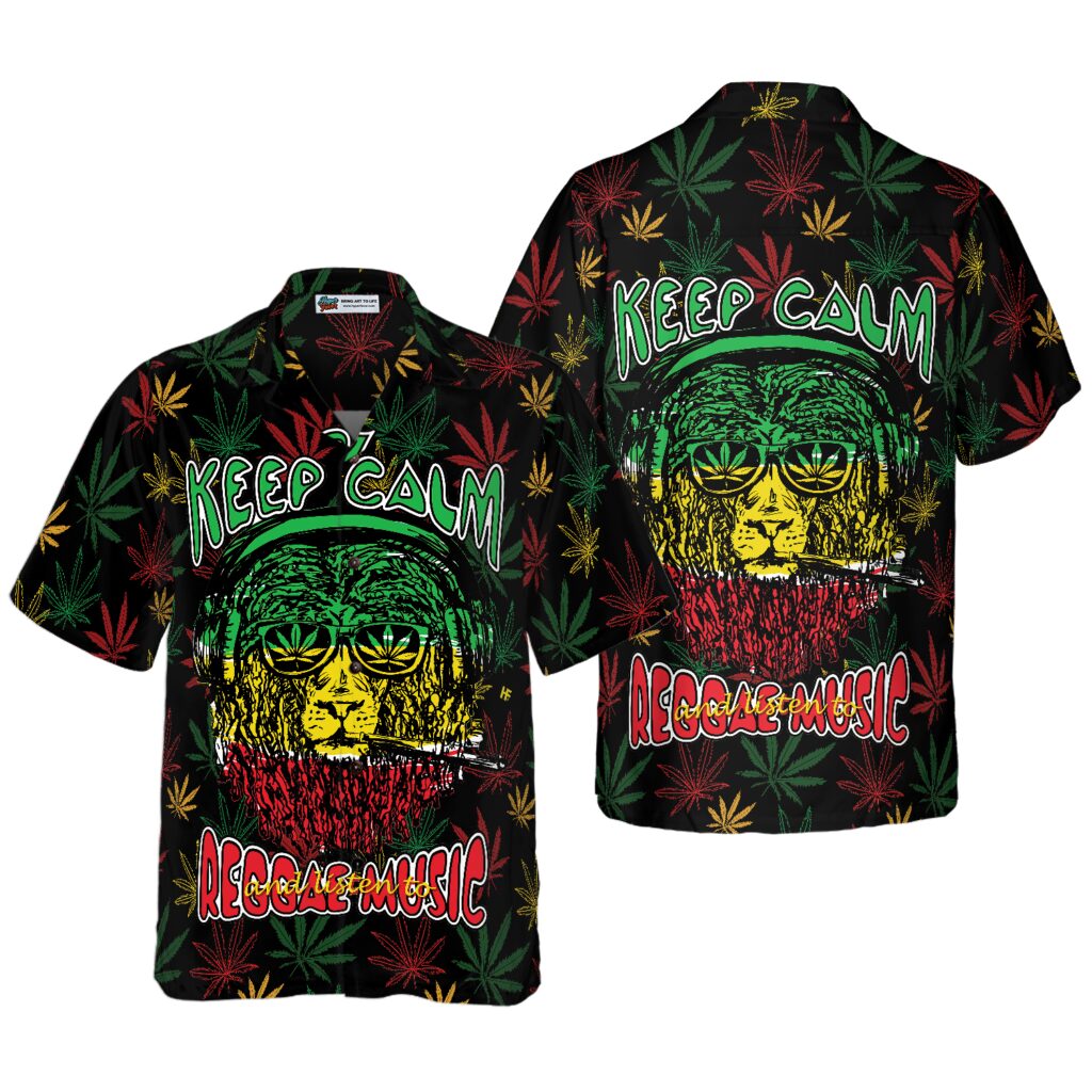 Marijuana Lion With Dreadlocks And Chillum Hawaiian Shirt - Unique ...
