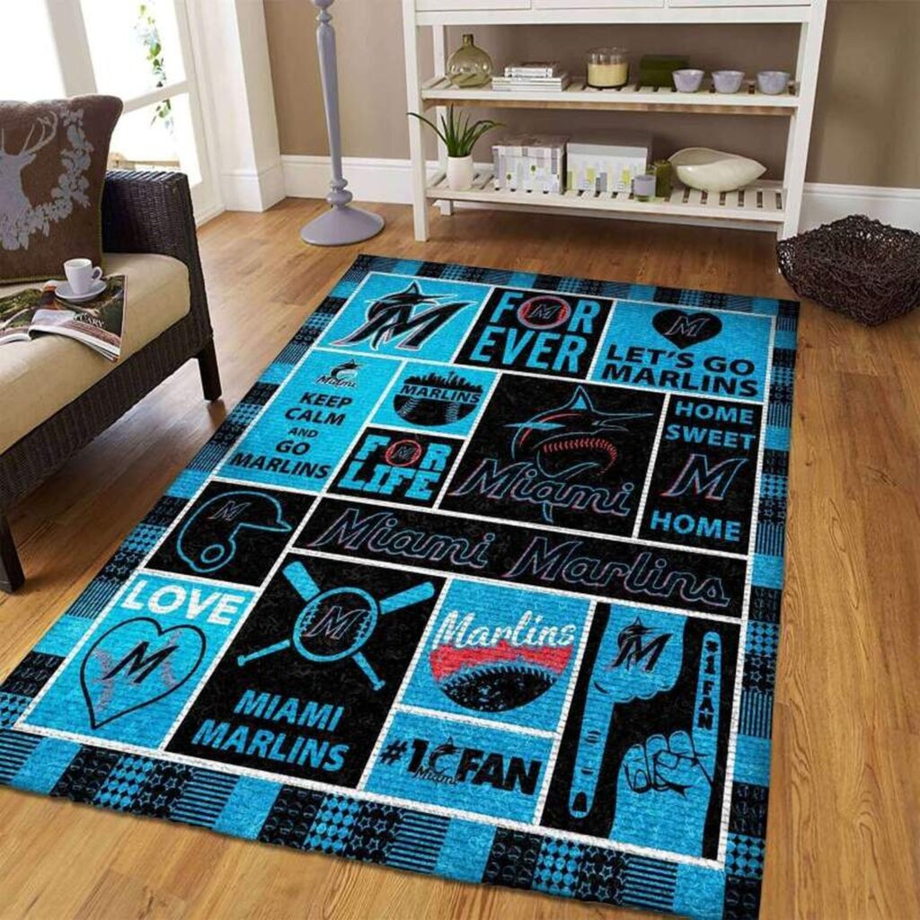 Miami Marlins Living Room Area Rug - Unique Anime Apparel for Fans