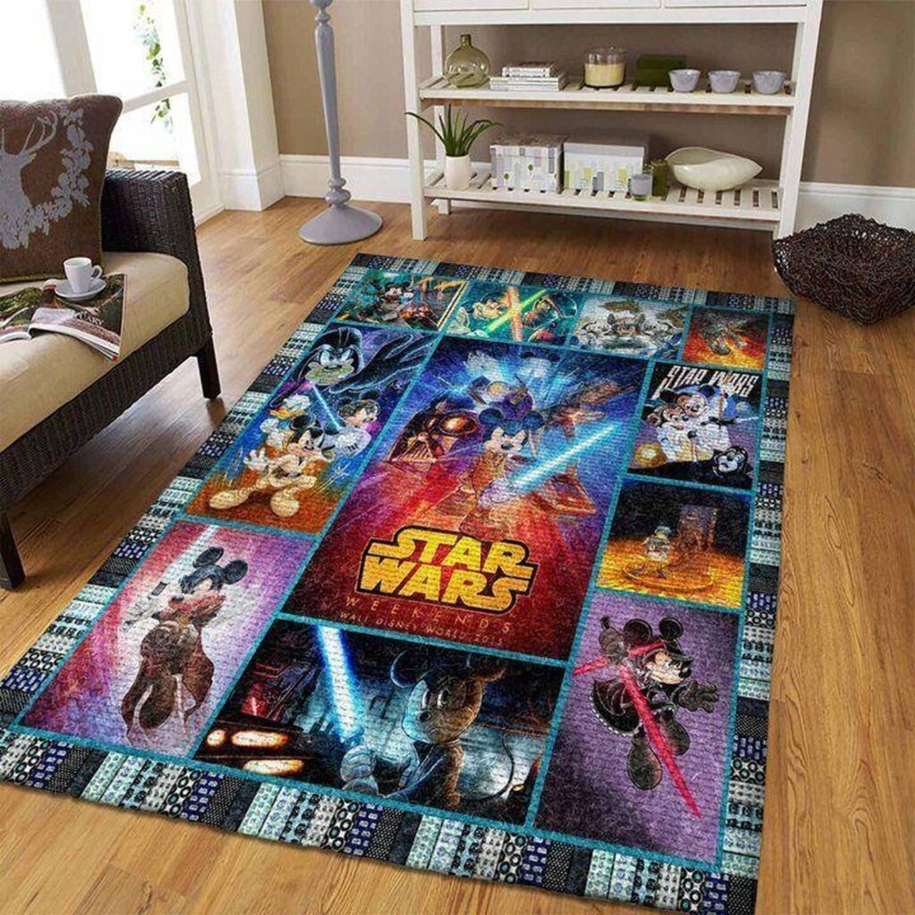 Mickey And Lightsaber Star Wars Rug – Custom Size And Printing - Unique ...