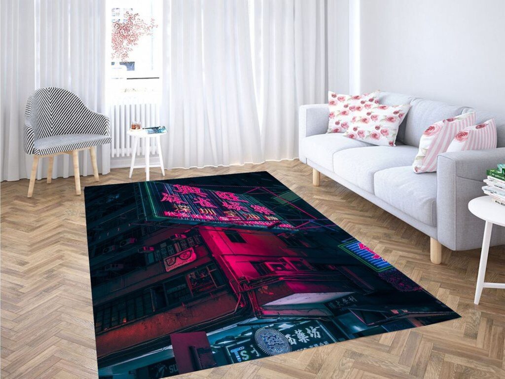 Neon Light Aesthetic Living Room Modern Carpet Rug - Unique Anime ...