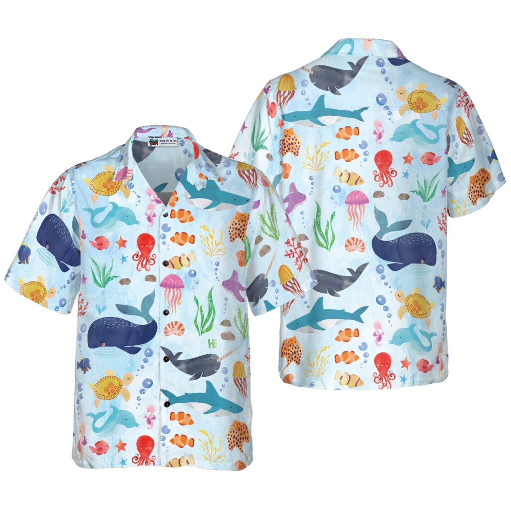 Ocean Fish Pattern Hawaiian Shirt - Unique Anime Apparel for Fans